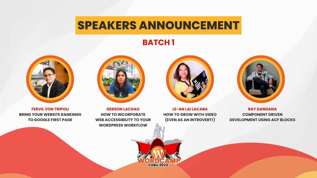 Speakers Announcement – Batch 1 – WordCamp Cebu 2023